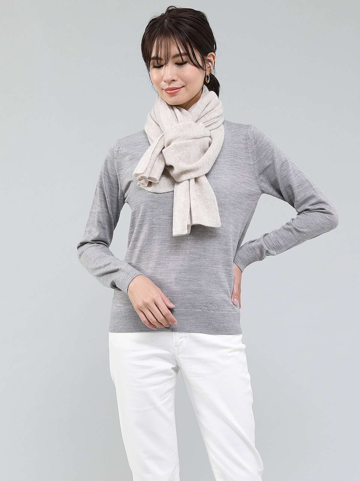 育てるホワイトカシミヤ/マフラー(50×160)/サンド | Factelier (ファクトリエ)